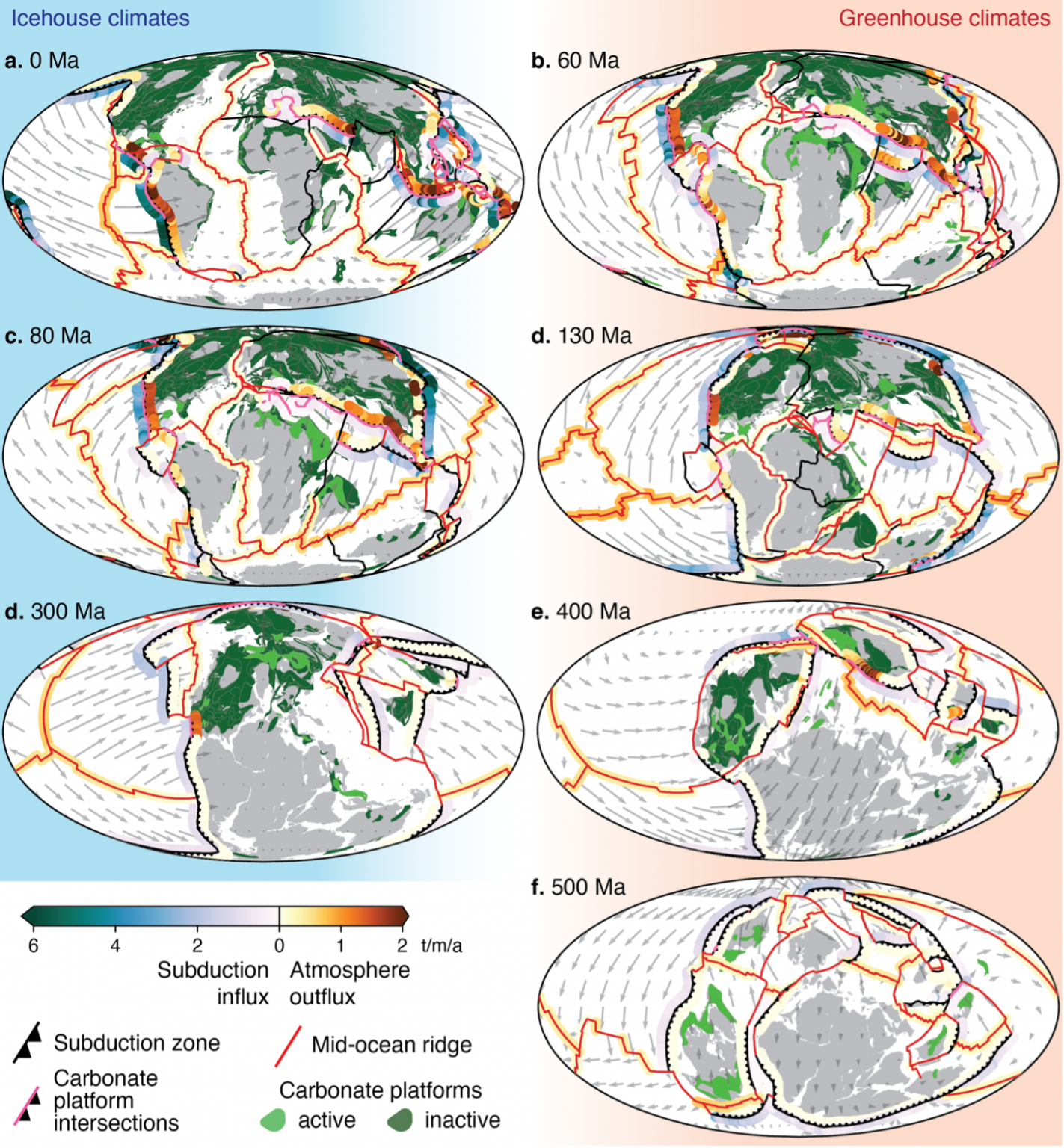 Carbon emissions along divergent plate boundaries modulate icehouse ...